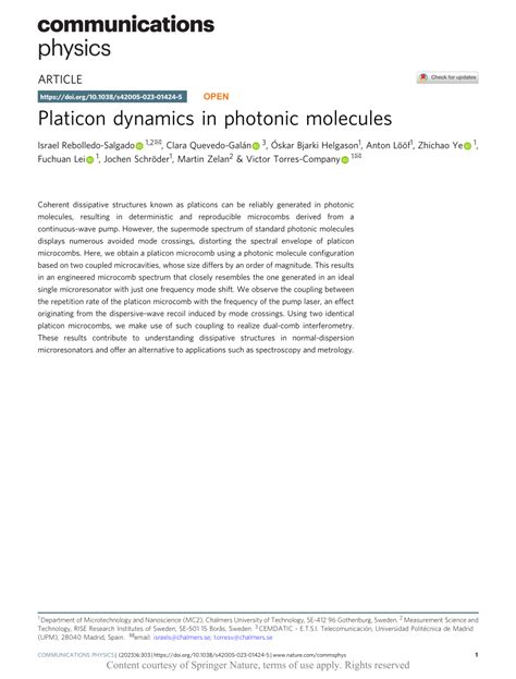 Pdf Platicon Dynamics In Photonic Molecules
