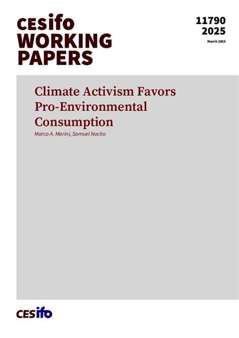 Climate Activism Favors Pro Environmental Consumption Working Paper Ifo Cesifo