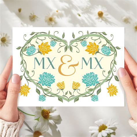 Non Binary Wedding Card Mx And Mx Gender Pronoun Marriage Card Gender Neutral Wedding Lgbtqia