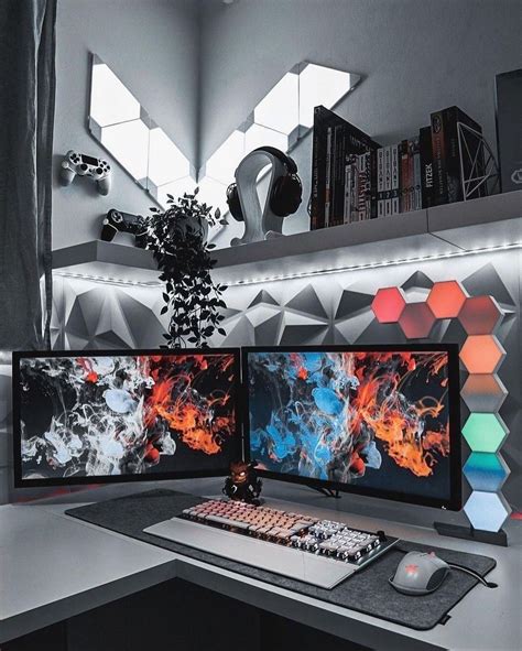 Dual Monitor Gaming Setup Gaming Room Setup Room Setup Game Room Design