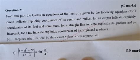 Solved Z Question Marks Find And Plot The Cartesian Chegg