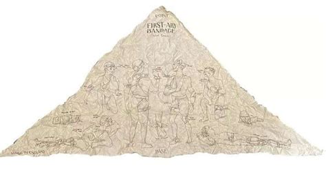 Rare Ww1 British Army Esmarch Illustrated First Aid Triangular Bandage