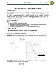 Lesson 1 6 Systems Of Nonlinear Equations Pdf PRE CALCULUS STEM FEU Senior High Babe