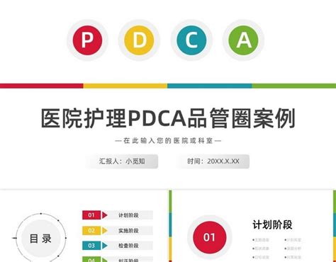 彩色渐变简约商务风护理PDCA优秀案例PPT模板 包站长