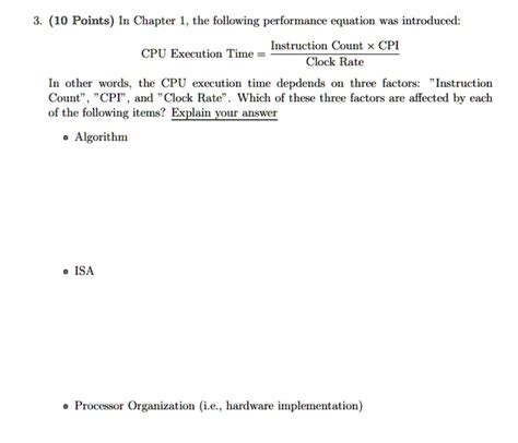 SOLVED 10 Points In Chapter 1 The Following Performance Equation