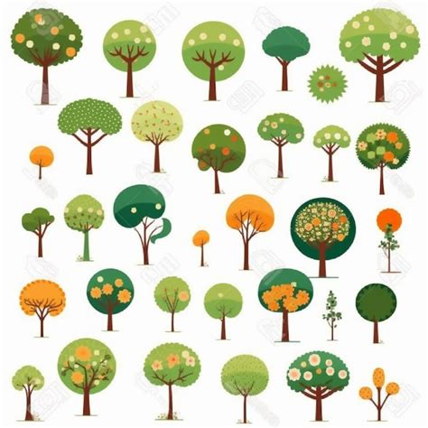 Premium Ai Image A Set Of Trees And Bushes With Different Shapes And