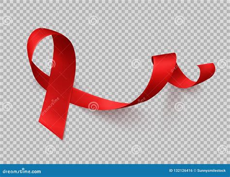 Realistic Red Ribbon World Aids Day Symbol 1 December Vector