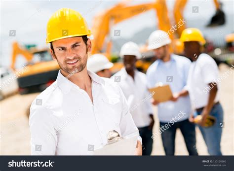 Handsome Male Engineer Construction Site Looking Stock Photo 150120260 Shutterstock