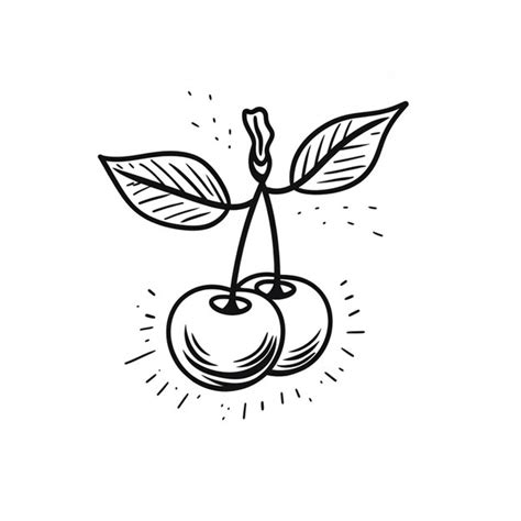 Premium Ai Image A Drawing Of A Cherry With A Leaf On It Generative Ai