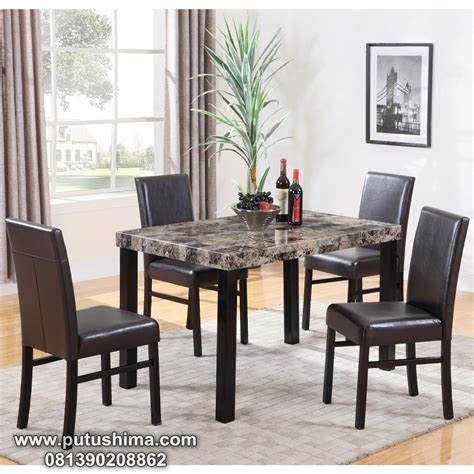 Meja Makan Mewah Marmer 4 Kursi Putushima Furniture Jepara