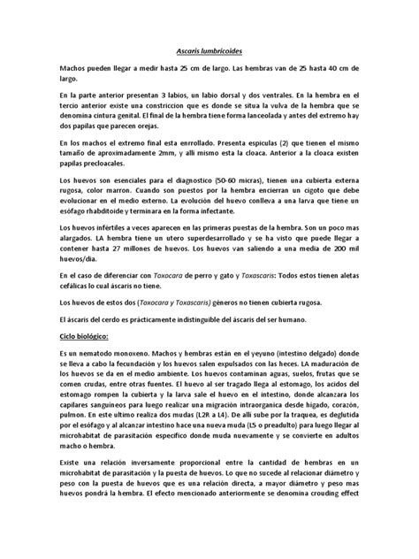 Ascaris Lumbricoides 17 01 2013 Pdf Medicina Medicina Clinica