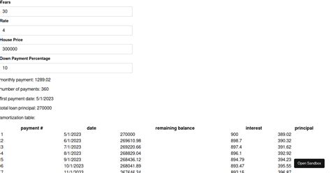 Mortgage Codesandbox