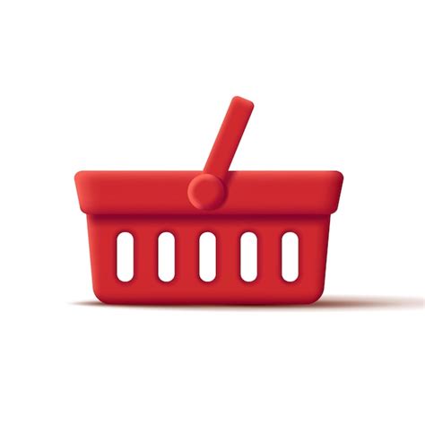 Ícone d da cesta de comida d vermelha vazia isolada Vetor Premium