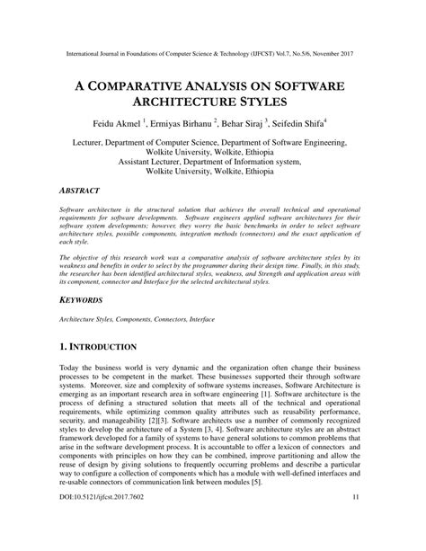 pdf a comparative analysis on software architecture styles