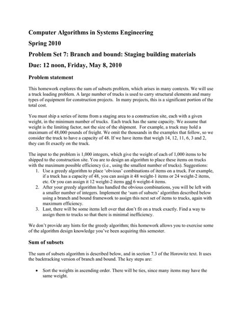 Computer Algorithms In Systems Engineering Spring 2010