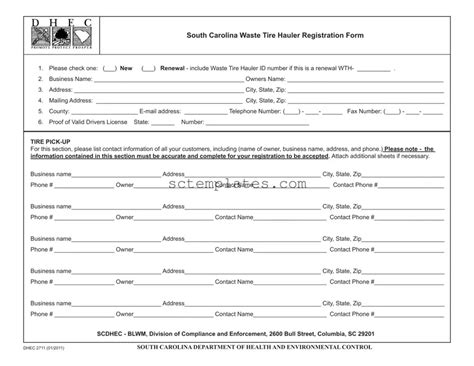Fill Your Dhec 2711 Template Online ⋆ All South Carolina Forms