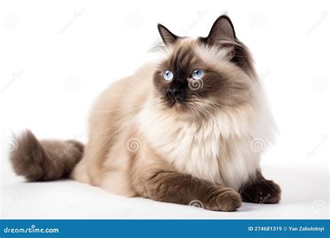 Siamese Persian Cat On White Background Generative Ai Stock