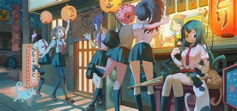 Uraraka Ochako Asui Tsuyu Yaoyorozu Momo Ashido Mina Jirou Kyouka