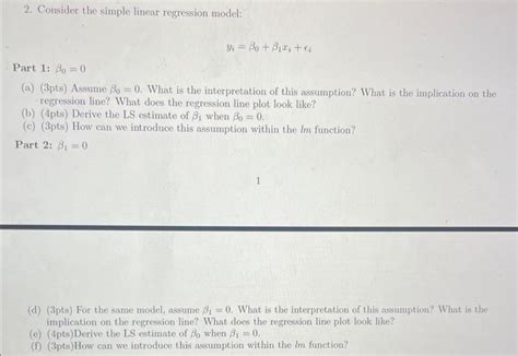 Solved 2 Consider The Simple Linear Regression Model