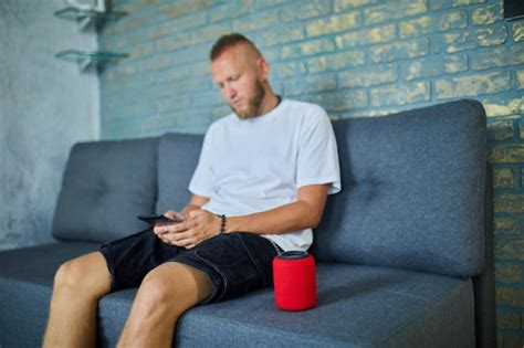 Premium Photo Male Testing Talking Smart Wireless Speaker Man