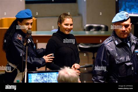 Us Murder Suspect Amanda Knox Center Is Escorted By Two Police
