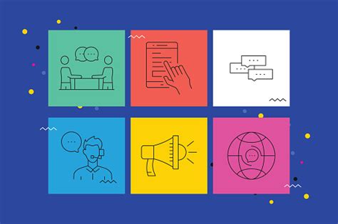 Communication Thin Line Icons In Vector Style Ready Template For Icons