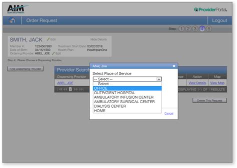 AIM Provider Selection Dispensing Provider Place Of Service
