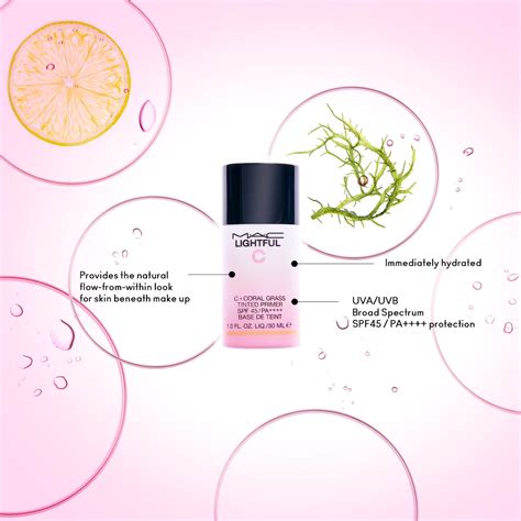 로즈 톤업 멀티 베이스 라이트풀 C 코랄 그라스 틴티드 프라이머 Spf45 Pa M·a·c Cosmetics