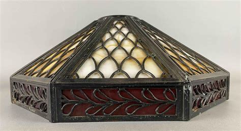 At Auction Antique Slag Glass Lamp Shade