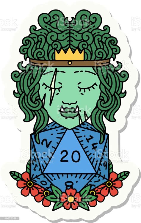 자연 스무 개의 주사위 롤 스티커가있는 반 오크 야만인 굴리기에 대한 스톡 벡터 아트 및 기타 이미지 굴리기 도깨비 명랑한 Istock