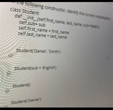 Solved The Following Constructor Identify The Correct Inter Chegg