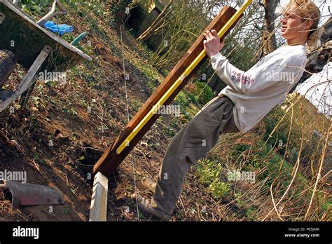 Man Building Fence Stock Photo Alamy