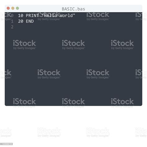 Basic Language Hello World Program Sample In Editor Window Illustration Stock Illustration