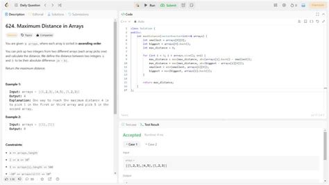 Day 89 Of 100daysofcode Solved The Maximum Distance In Arrays