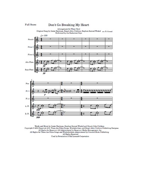 Dont Go Breaking My Heart Sheet Music Stephen Samuel Wrabel