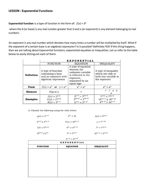 Gm Exponential Function Lesson Exponential Functions Exponential