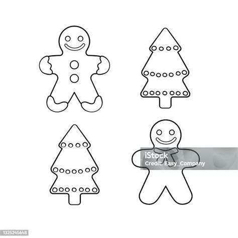 아이들을위한 검은 색과 휘트 만화 음식 진저 브레드이것은 부모와 교사를위한 유치원 및 가정 훈련에 대한 벡터 일러스트입니다