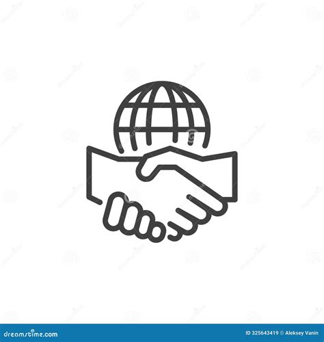 Conflict Resolution Line Icon Stock Illustration Illustration Of Globe Handshake 325643419