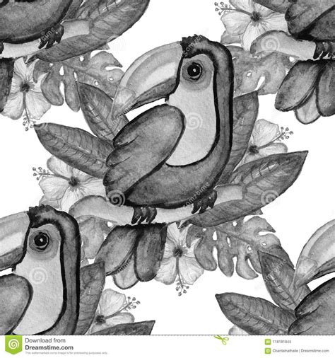 Watercolor Tropical Seamless Pattern Stock Illustration Illustration