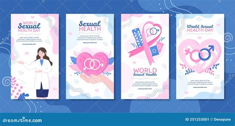 World Sexual Health Day Social Media Stories Template Flat Cartoon Background Vector