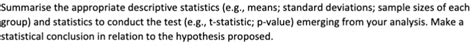 solved group statistics std error mean mean std deviation