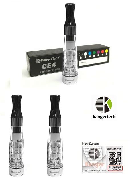 3 Pack Authentic Kangertech Ce4 Clearomizer Ego E Cigarette Vape Tank