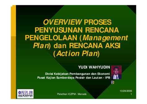 Pdf Overview Proses Penyusunan Rencana Pengelolaan Management Plan