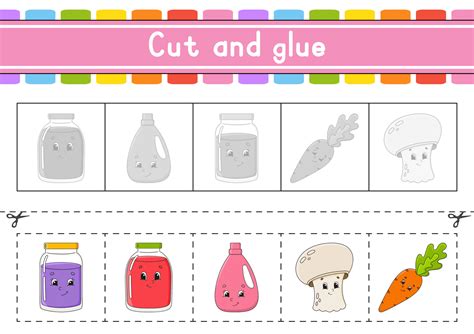 Cut And Play Paper Game With Glue Flash Cards Education Worksheet