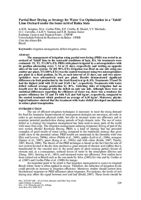 Pdf Partial Root Drying As Strategy For Water Use Optimization In A