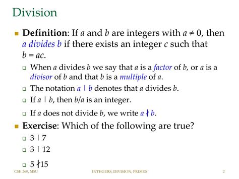 Ppt Integers Division Primes Greatest Common Divisors Modular