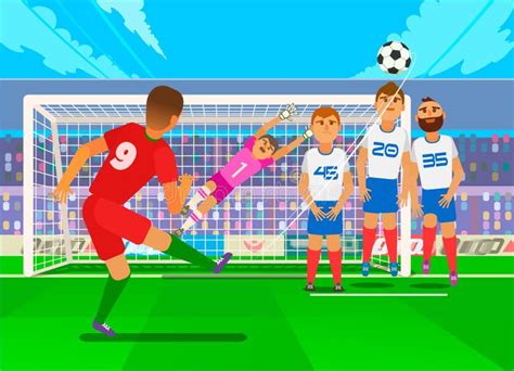 Tiro Libre En Fútbol Equipos Nacionales En El Campeonato Ejemplo Plano