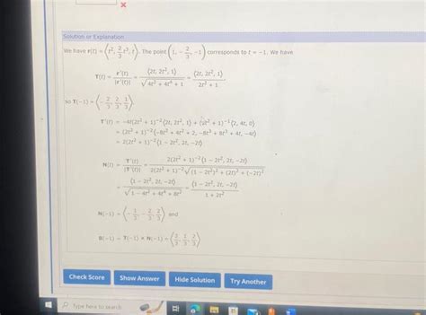 Solved Find The Vectors T N And B At The Given Point Chegg