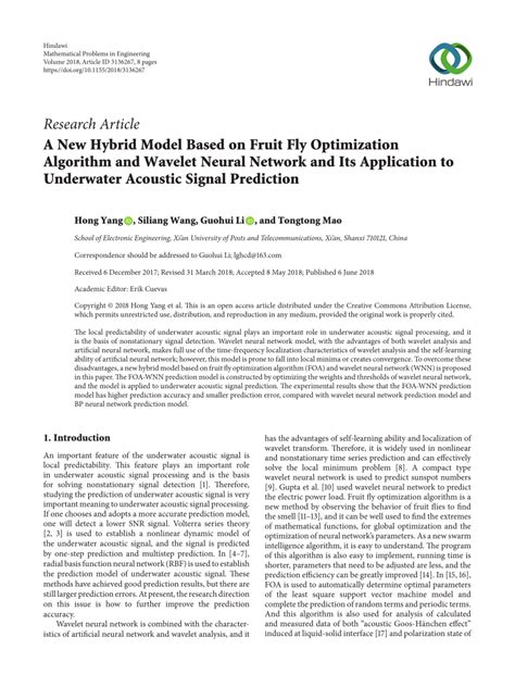 Pdf A New Hybrid Model Based On Fruit Fly Optimization Algorithm And Wavelet Neural Network