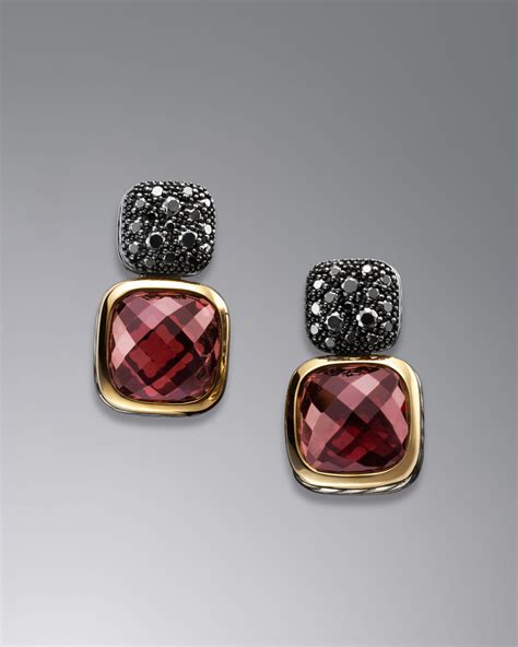 David Yurman Chiclet Earrings Garnet In Red Multi Lyst